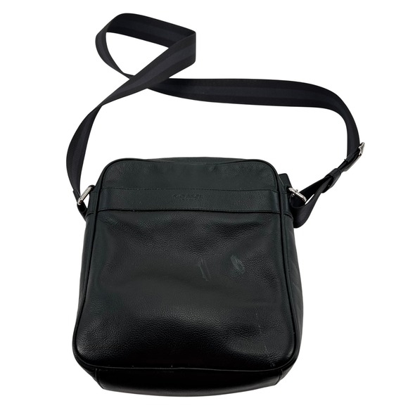 Coach | Bags | Coach Black Pebbled Leather Crossbody Messenger Bag ...